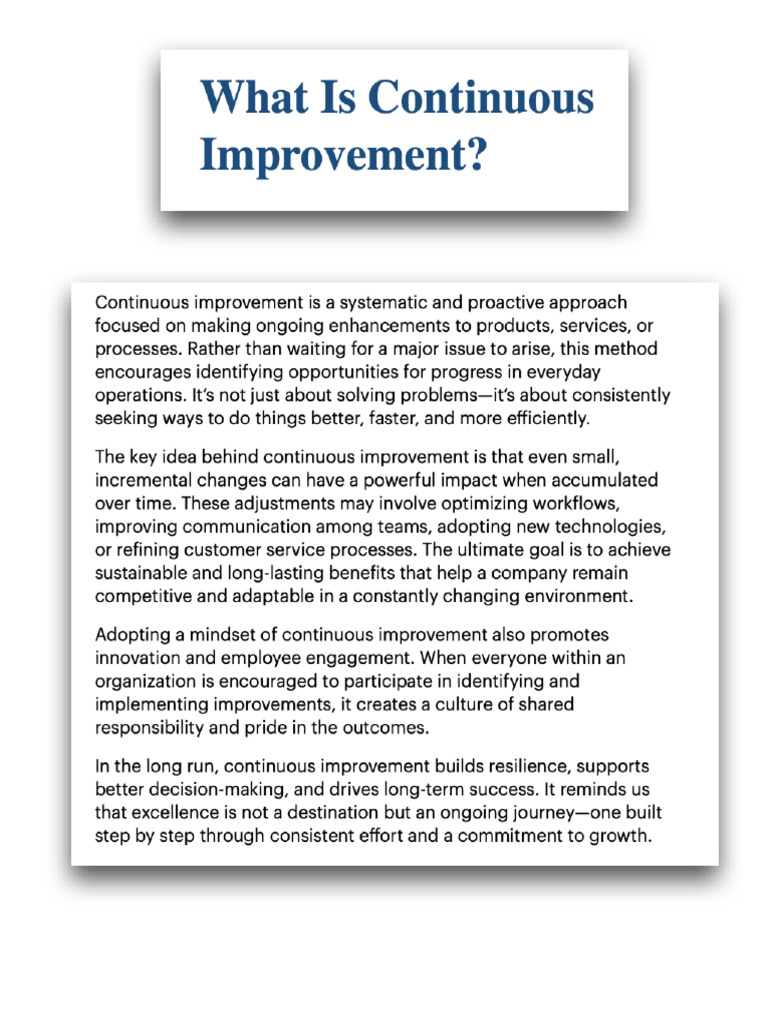 Continuous Improvement | PDF