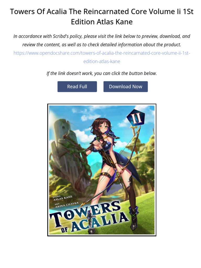 Towers of Acalia The Reincarnated Core Volume II 1st Edition Atlas Kane ...