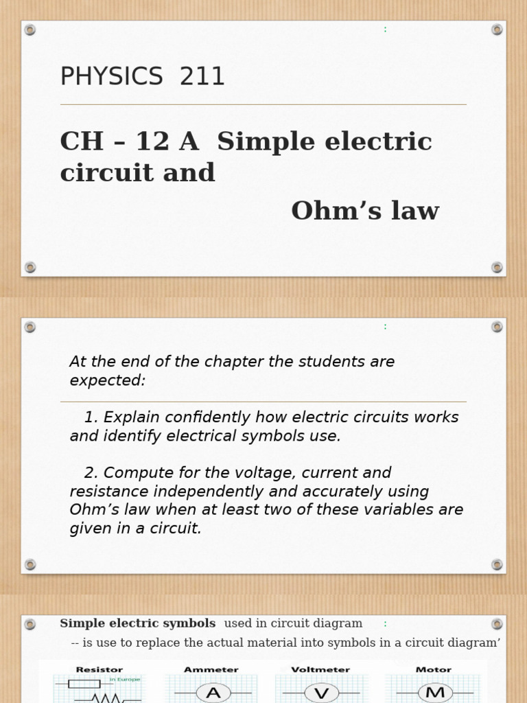 Simple Electric Circuits and Ohm's Law | PDF | Insulator (Electricity ...