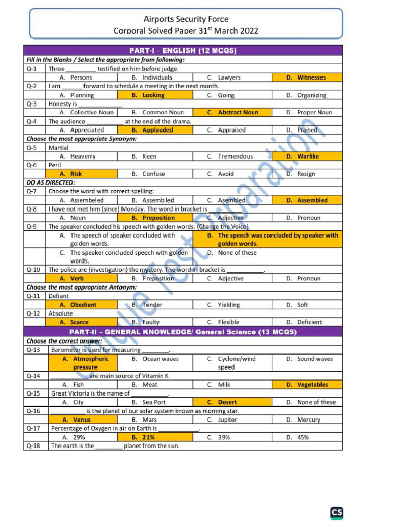 ASF Corporal 31st March 2022 Paper by Zeek2 | PDF