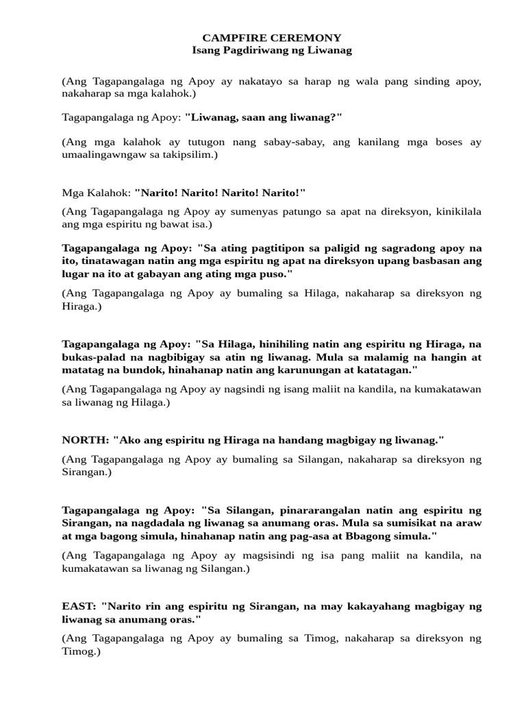 Campfire Ceremony Script | PDF