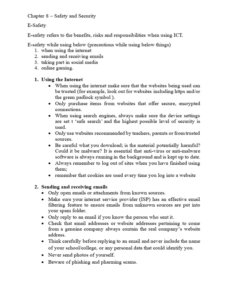 E-Safety Guidelines for Internet Use | PDF | Malware | Public Key ...