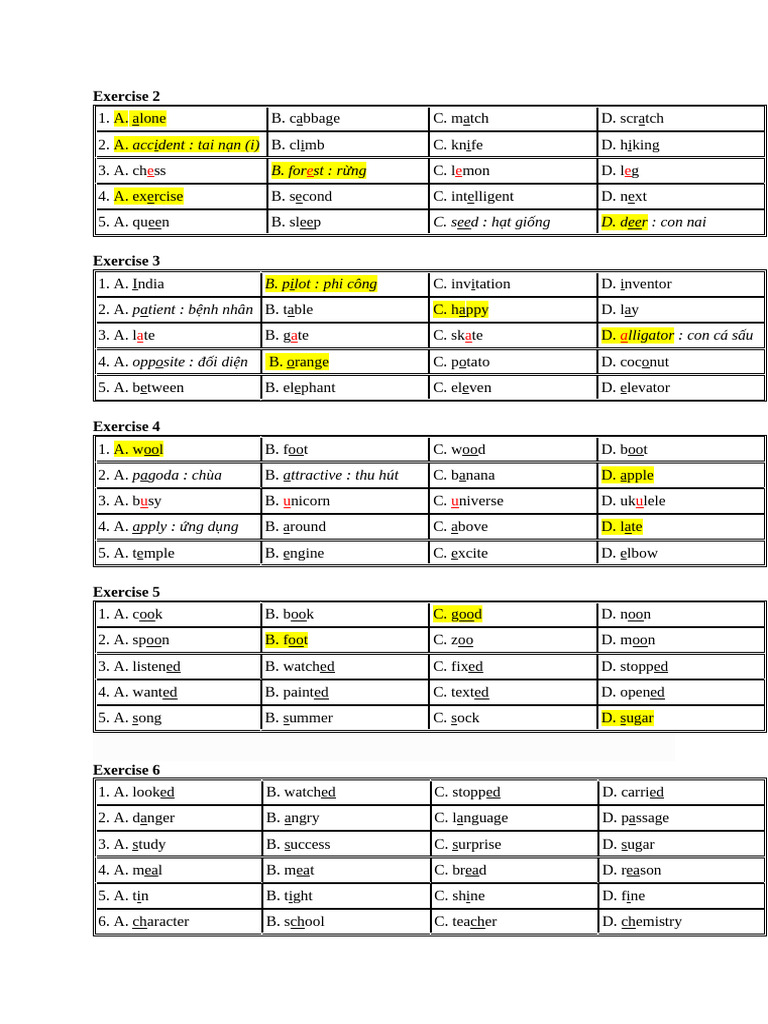 Vocabulary Exercises for Language Learning | PDF