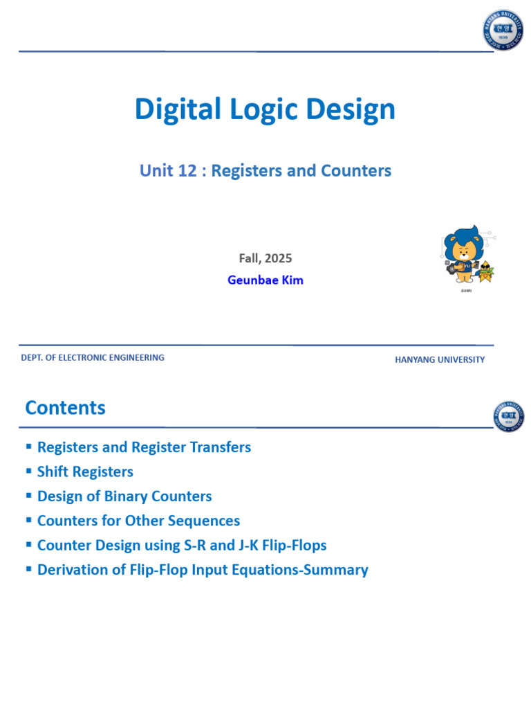 Digital Logic Unit.12 Fall.2025 | PDF | Computer Engineering | Digital Electronics