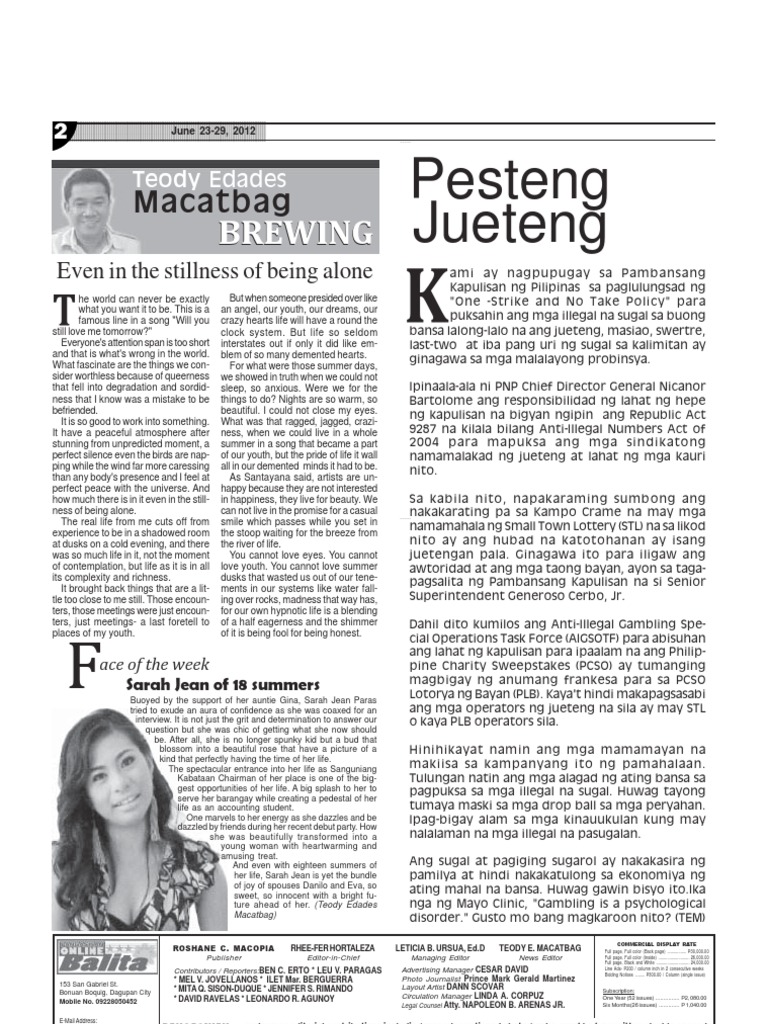 Pesteng Jueteng | PDF