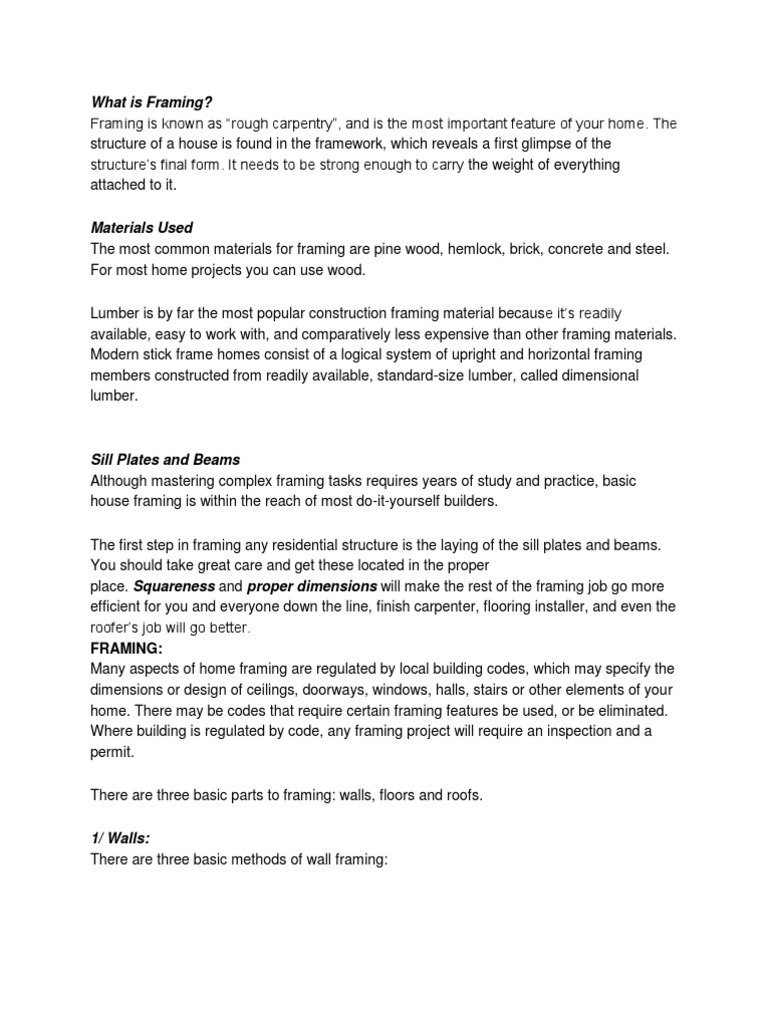 What Is Framing? | PDF | Framing (Construction) | Wall