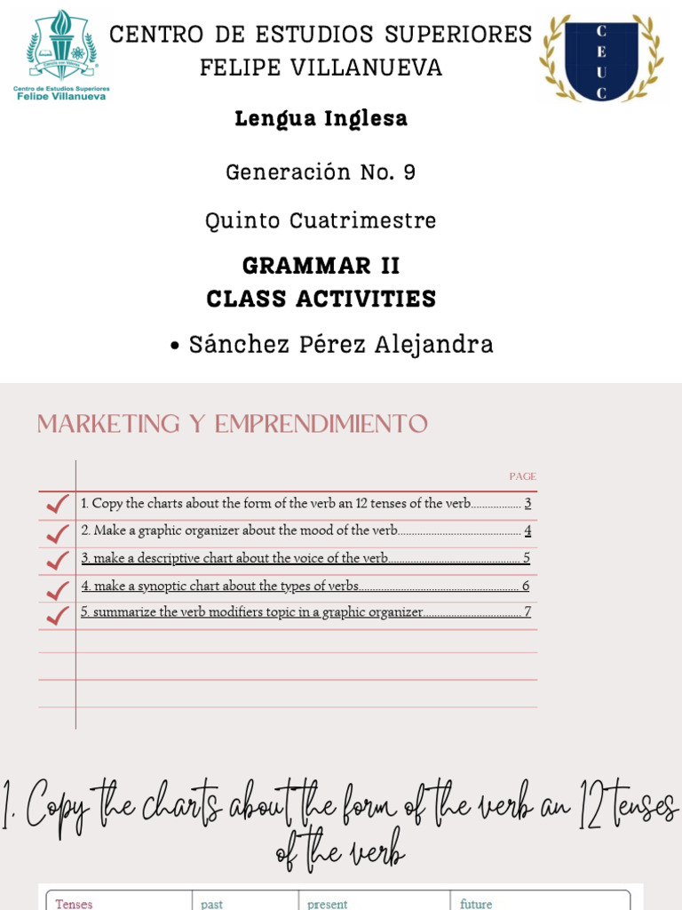 GRAMMAR ACTIVITIES | PDF | Verb | Grammatical Tense