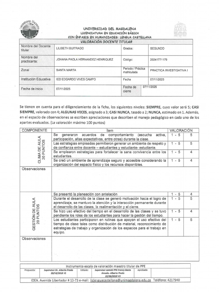 Evaluacion Del Docente | PDF