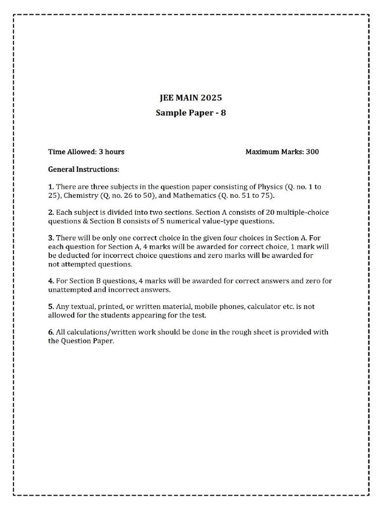 Sample Paper - 8 | PDF