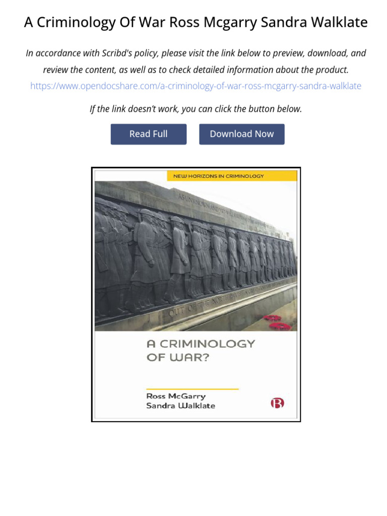 A Criminology Of War Ross Mcgarry Sandra Walklate | PDF | Criminology ...