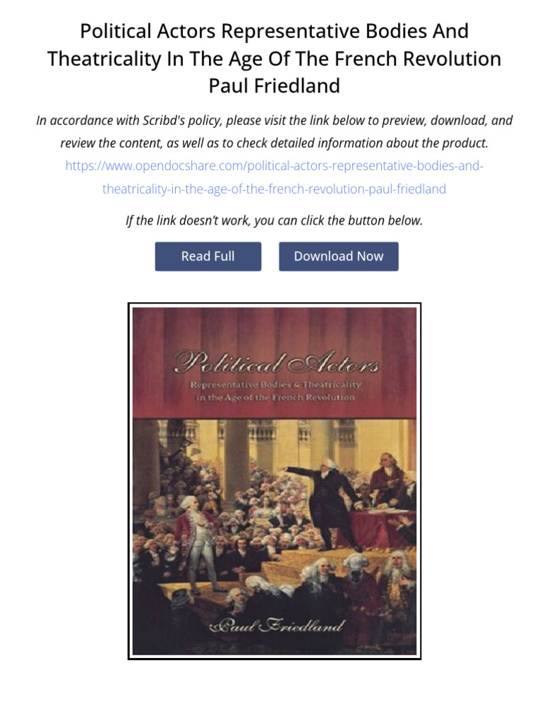 Political Actors Representative Bodies And Theatricality In The Age Of ...