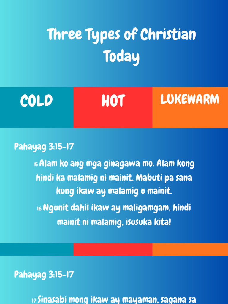 Types of Christian: Cold, Hot, Lukewarm | PDF