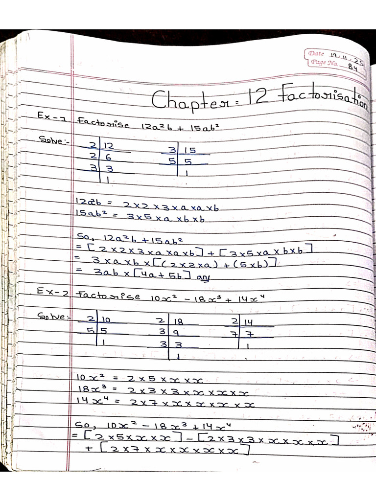 Class 8 Chapter 12 Factorization | PDF