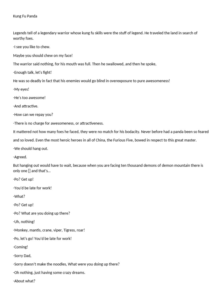Kung Fu Panda Script | PDF