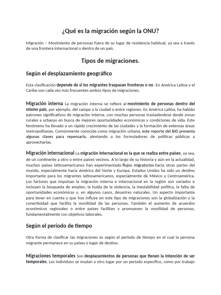 Tipos de migración en América Latina | PDF | Migración humana | America ...