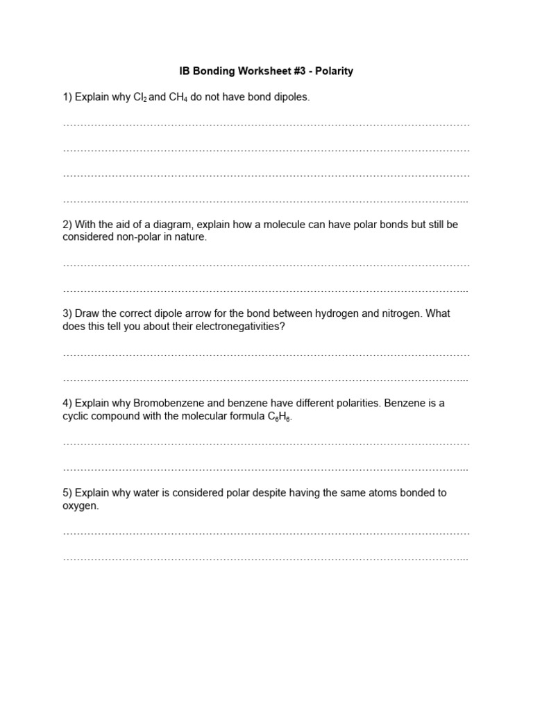 3 Worksheet #3_ Polarity ST | PDF | Chemical Polarity | Atoms