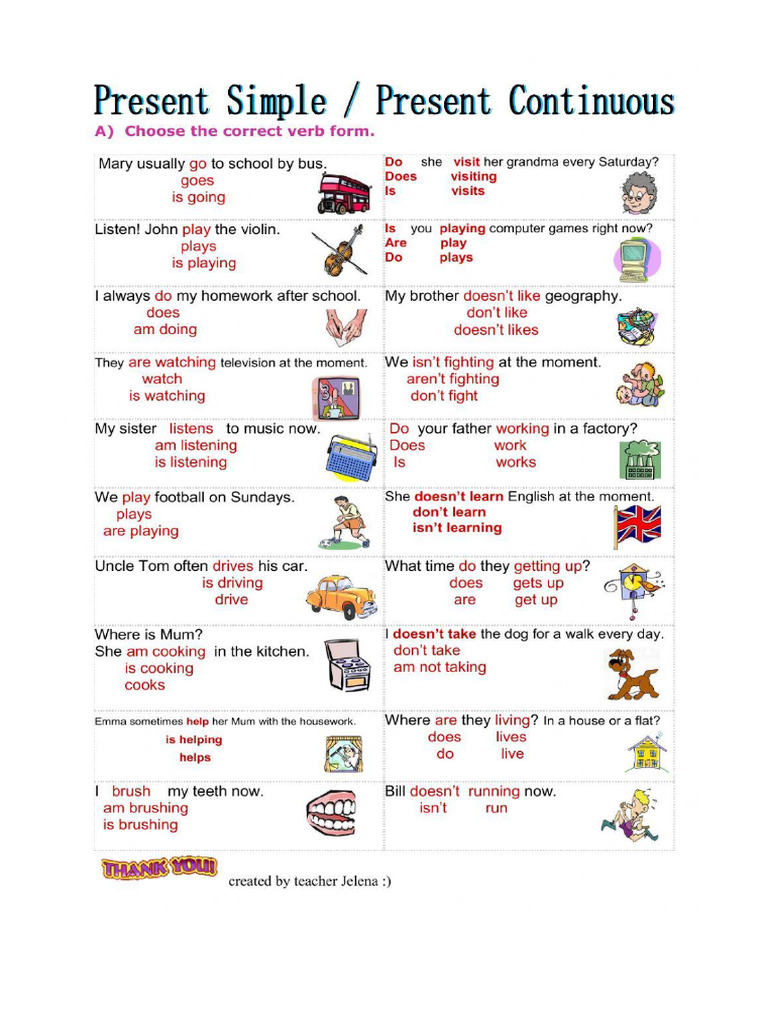 Present Simple and Continuous 1 Page | PDF