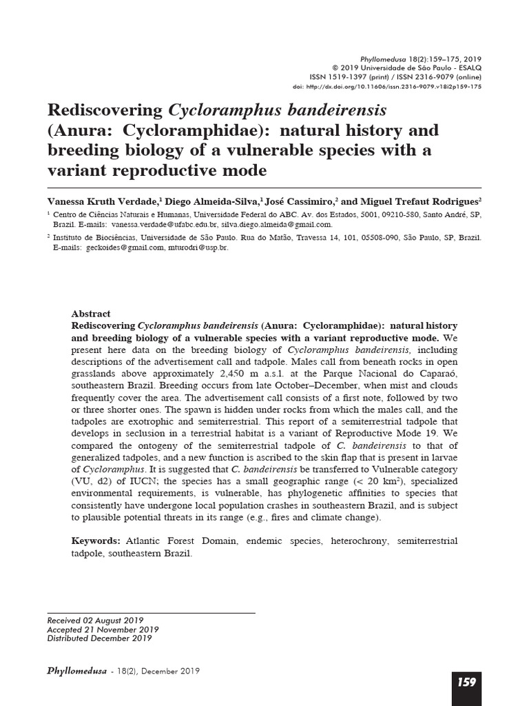 Rediscovering Cycloramphus bandeirensis(Anura: Cycloramphidae): natural ...