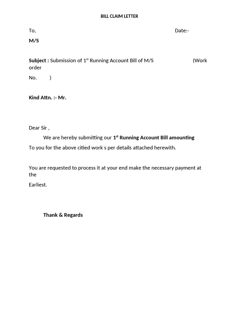First Running Account Bill Submission | PDF