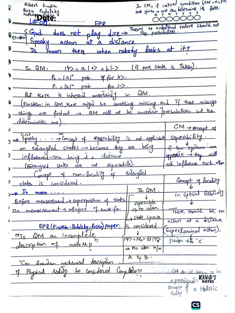 EPR, Bell's Ineq, No Clone Theorem | PDF