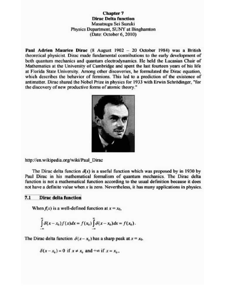 Dirac Delta Function | PDF
