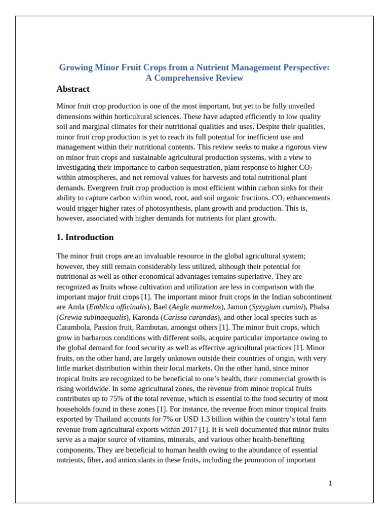 Nutrient Management in Minor Fruit Crops | PDF | Carbon Sequestration ...