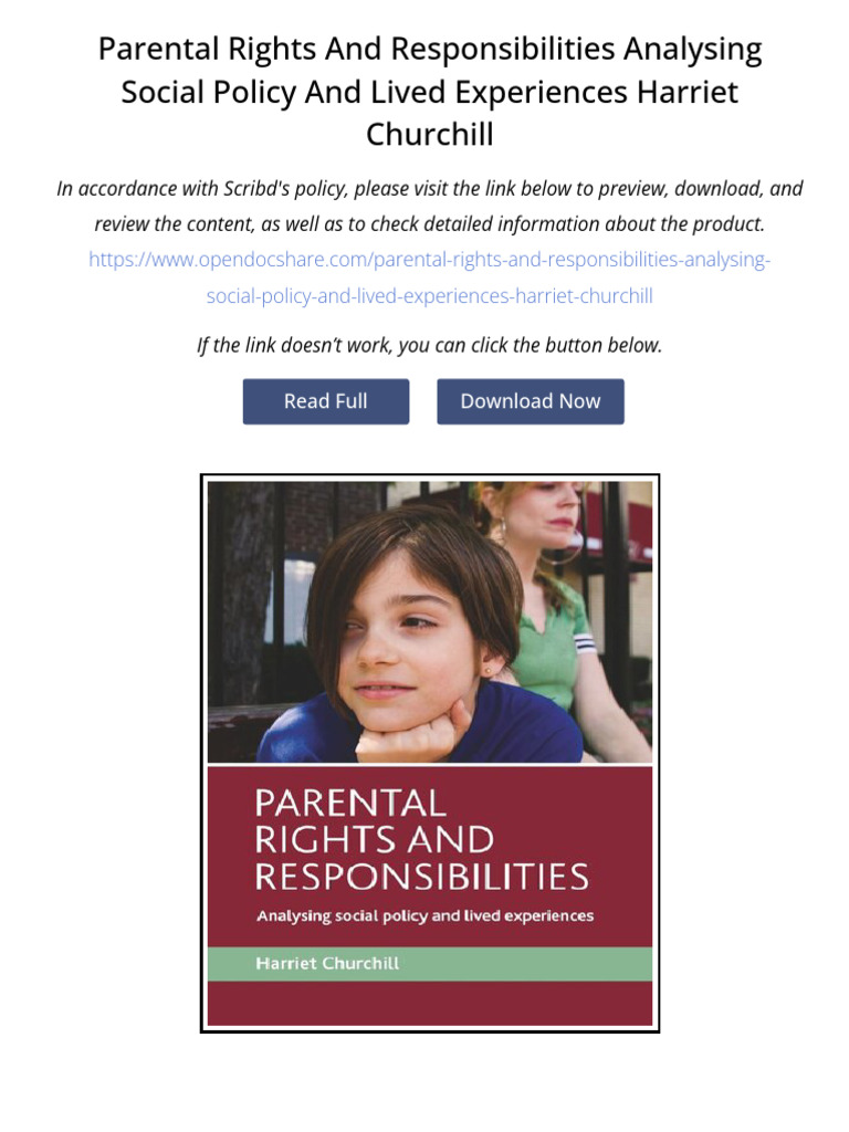 Parental Rights And Responsibilities Analysing Social Policy And Lived ...