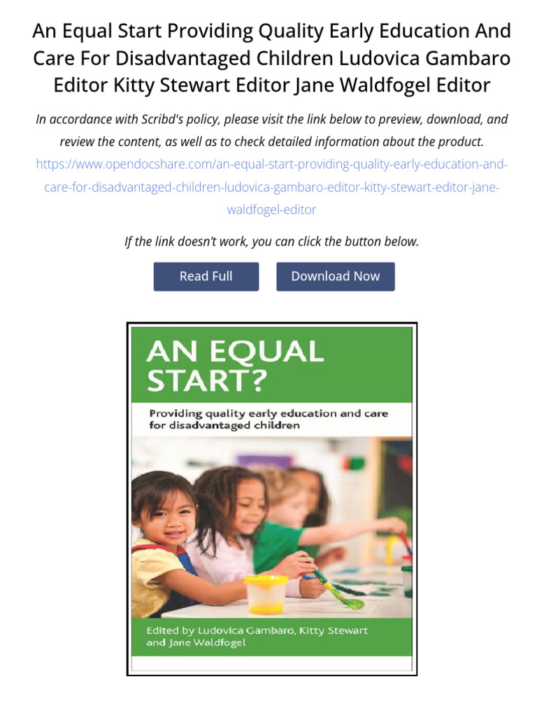 An Equal Start Providing Quality Early Education And Care For ...