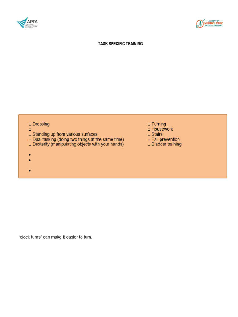 Task-Specific Training for Parkinson's Disease | PDF | Physical Therapy ...