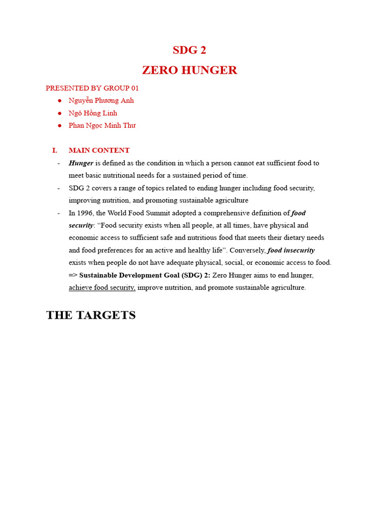 Sdg 2 | Zero Hunger | Group 01 | PDF | Food Security | Agriculture