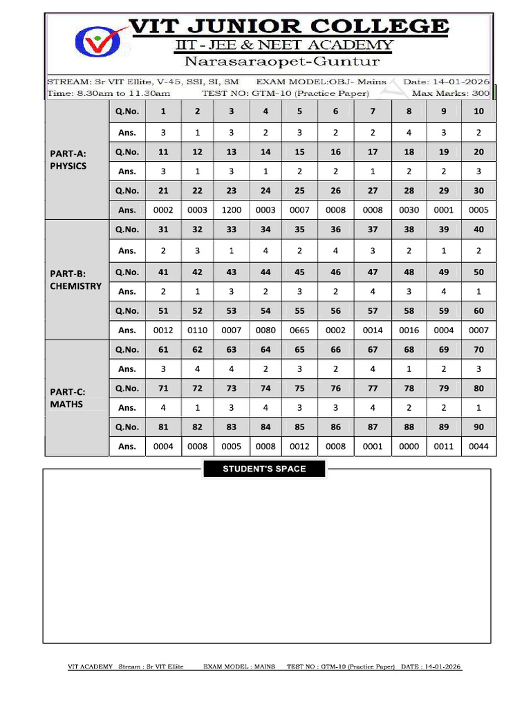 GTM 10 14-01-2026 Sol Practice Paper | PDF