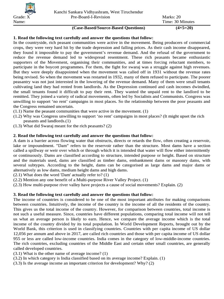 Pre Board -i Rev-case Study | PDF | Dam | Cooperative
