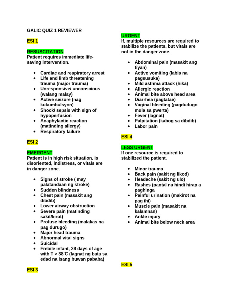 Triaging in GALIC | PDF | Shock (Circulatory) | Medical Emergencies