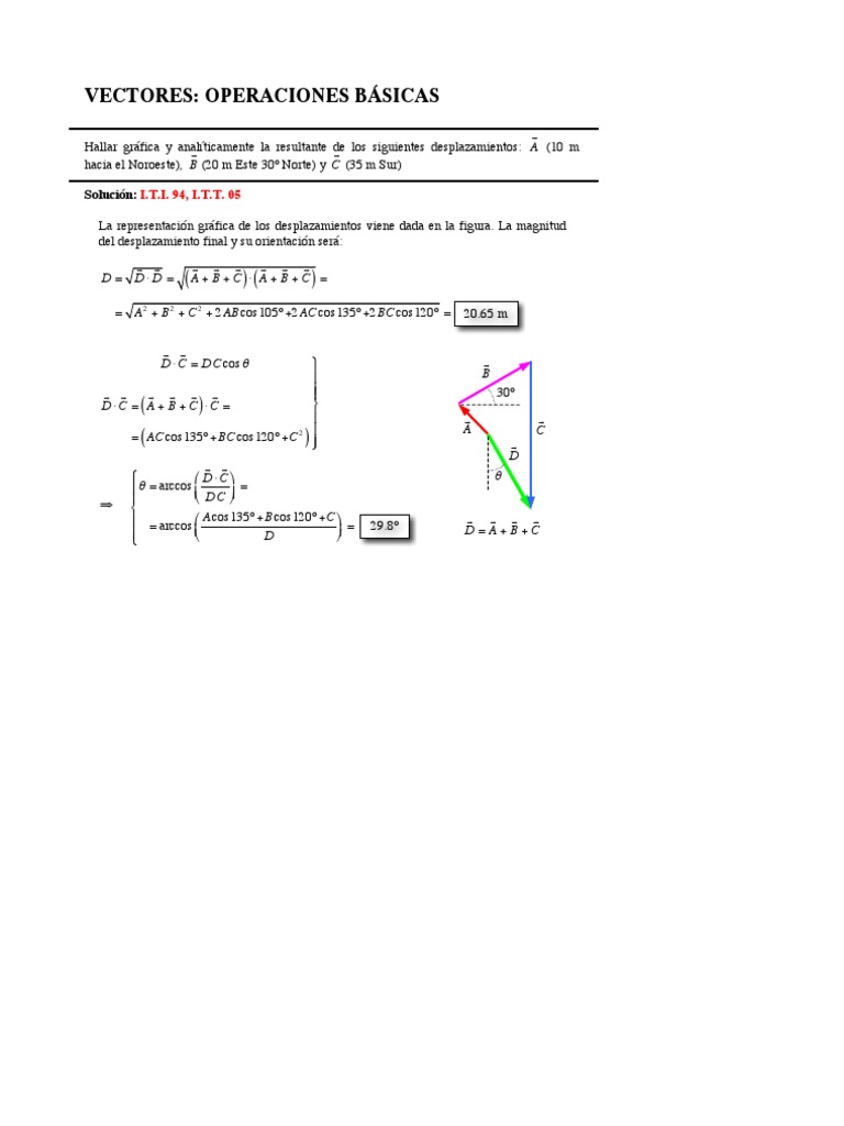 1.1.operaciones Basicas Vectores | PDF | Vector Euclidiano | Espacio