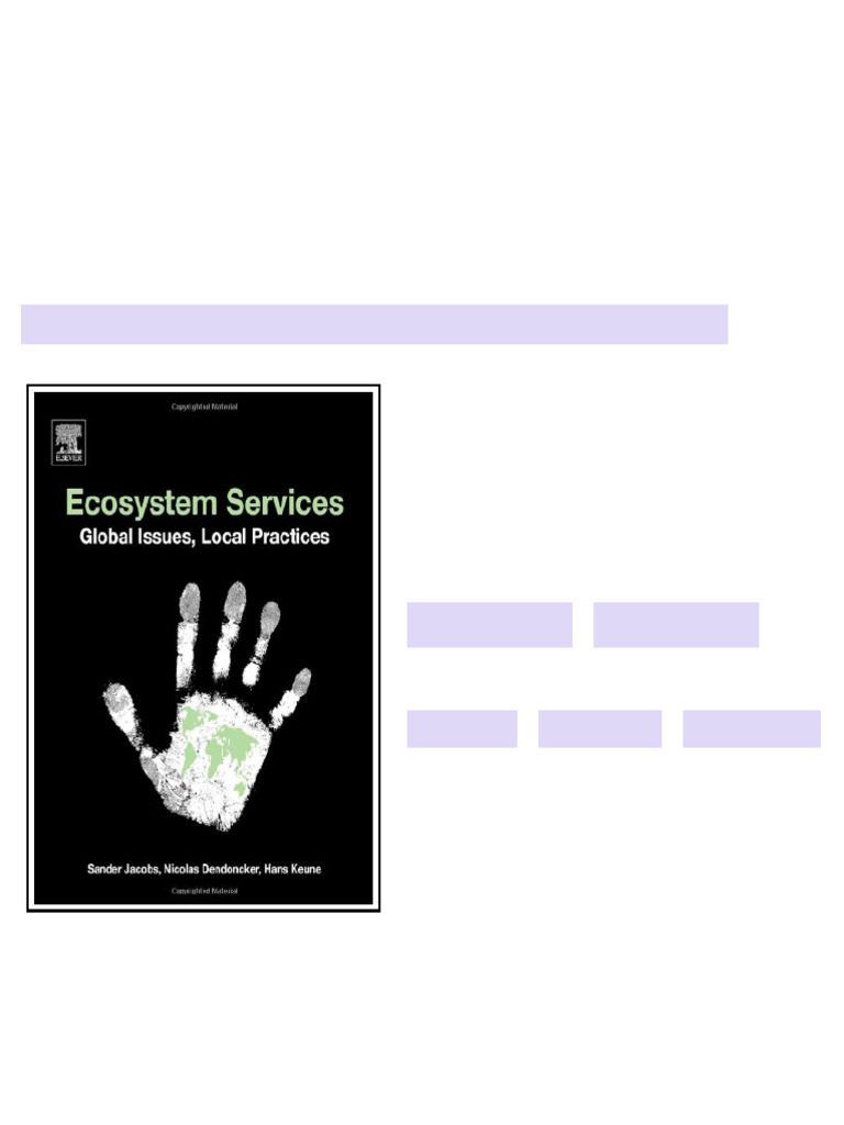 (Ebook) Ecosystem Services. Global Issues, Local Practices by Sander ...
