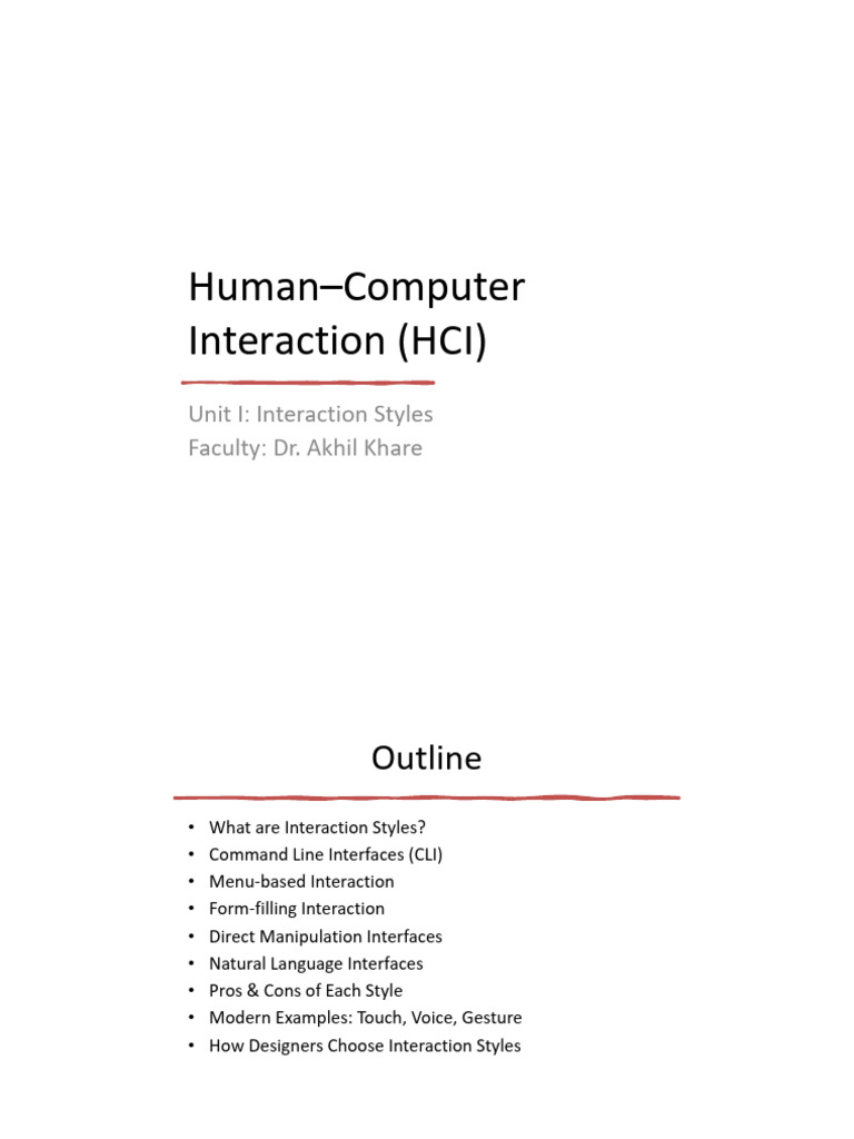 Cture5 HCI Interaction Styles | PDF | Menu (Computing) | Command Line ...