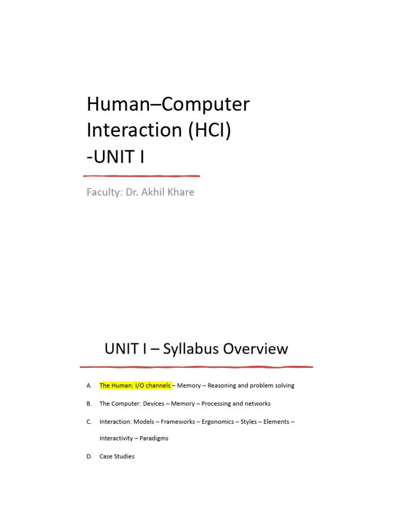 Lecture1 HCI IO Channels | PDF | Human–Computer Interaction | Input/Output