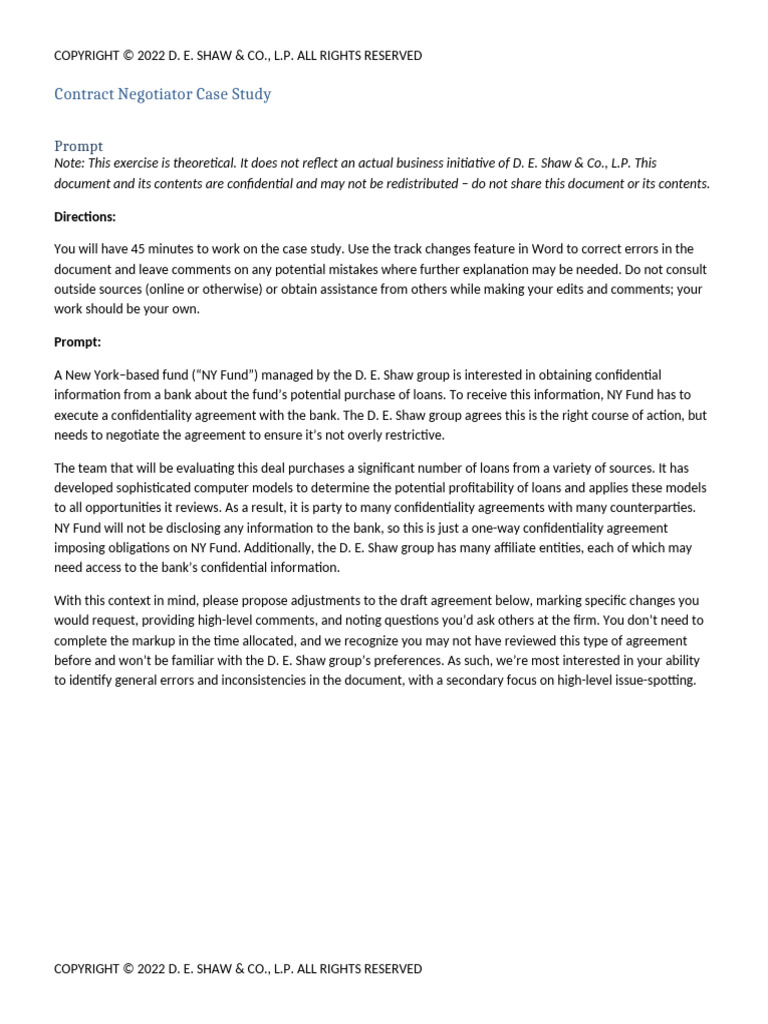 Contract Negotiator Case Study | PDF | Legal Remedy | Non Disclosure ...