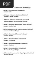 Top 100 General Knowledge Questions Pakistan | PDF | Pakistan | Nawaz ...