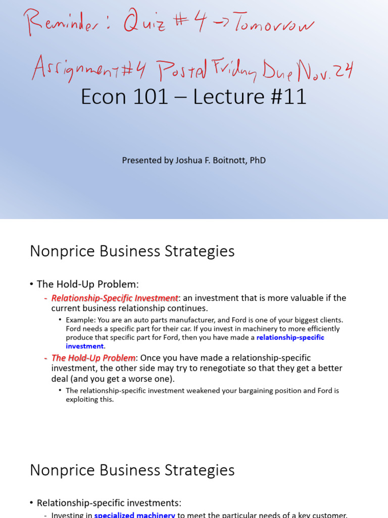 Econ101-1-Lect11-Class | PDF | Game Theory | Strategic Management