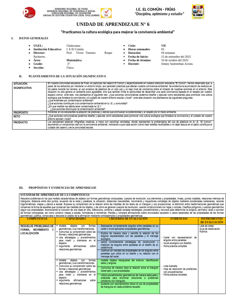 VI UNIDAD APREND. 3° MAT. | PDF | Geometría | Estadísticas