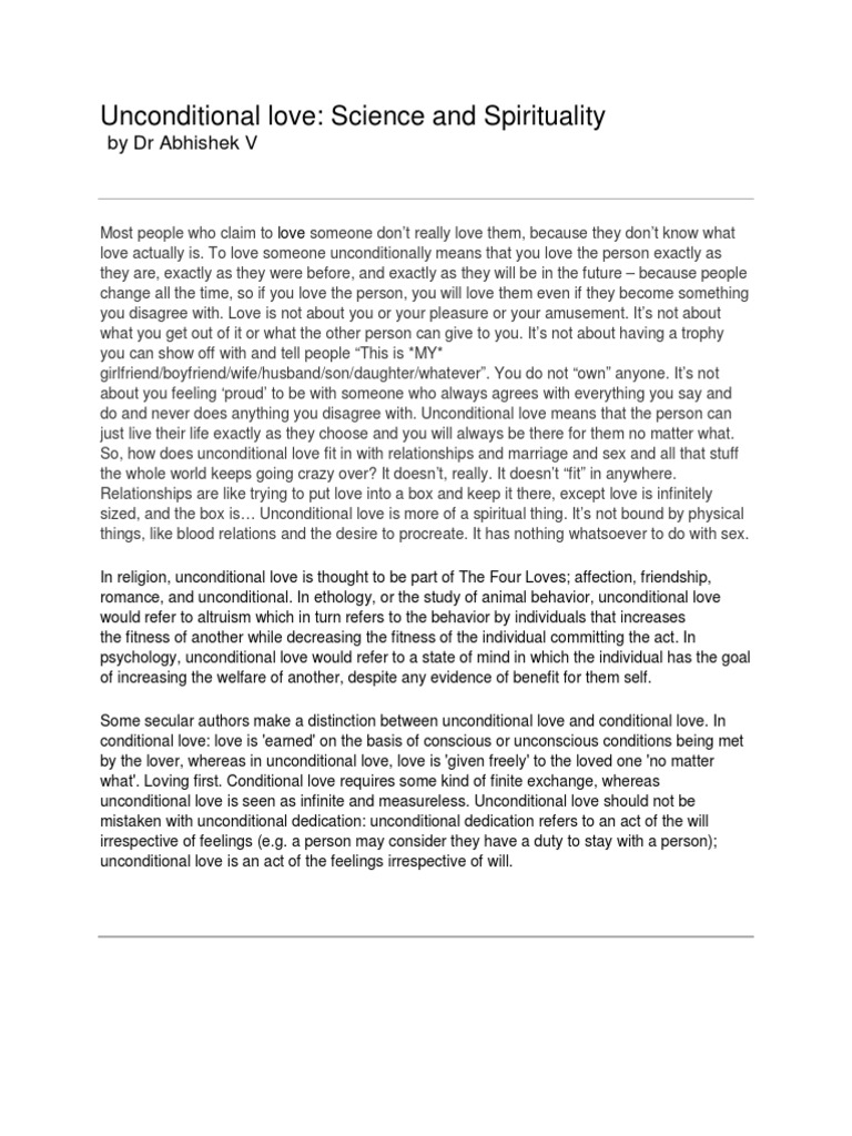 Unconditional Love | PDF | Love | Romance (Love)