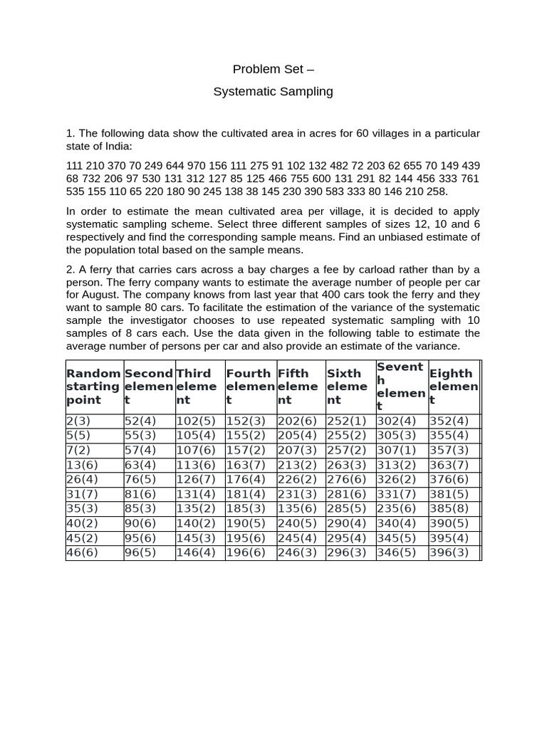 Systematic Sampling Practical | PDF
