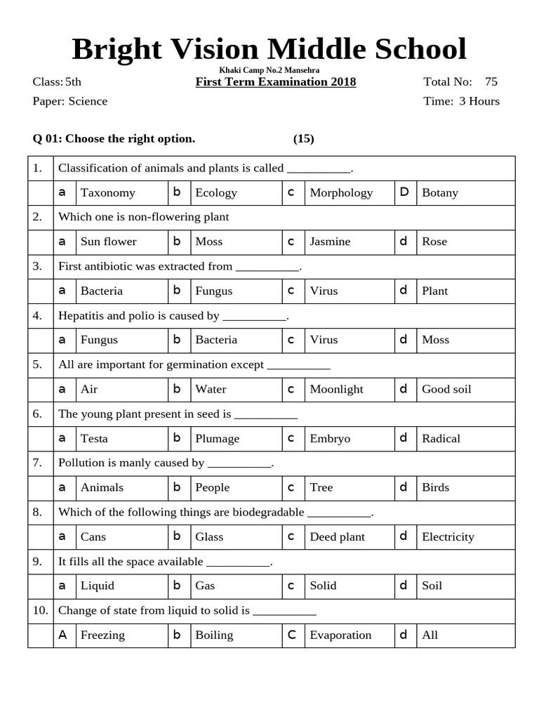 Class 5th | PDF | Seed | Plants