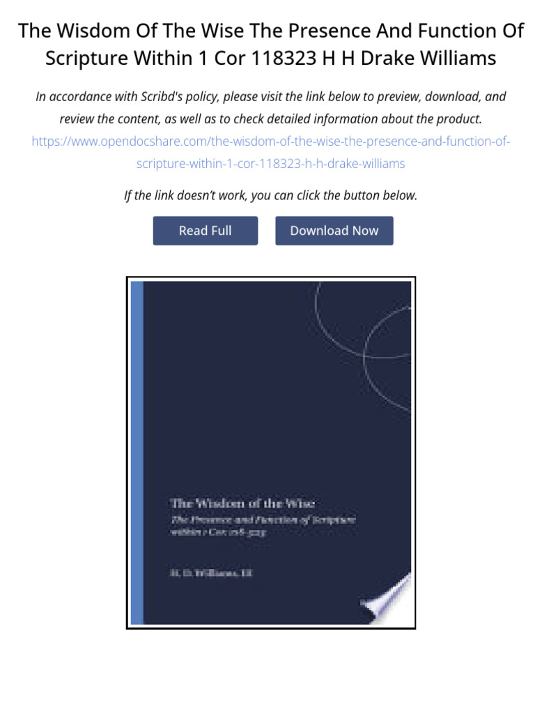 The Wisdom Of The Wise The Presence And Function Of Scripture Within 1 ...