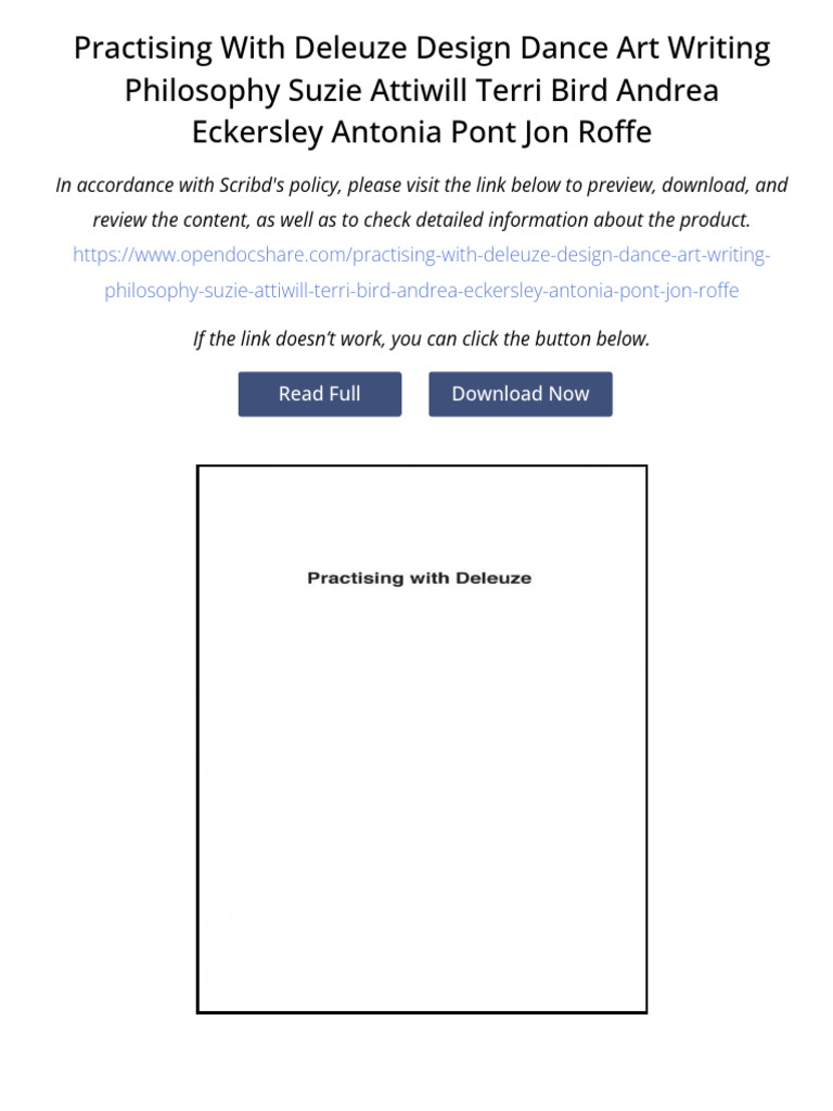 Practising With Deleuze Design Dance Art Writing Philosophy Suzie ...