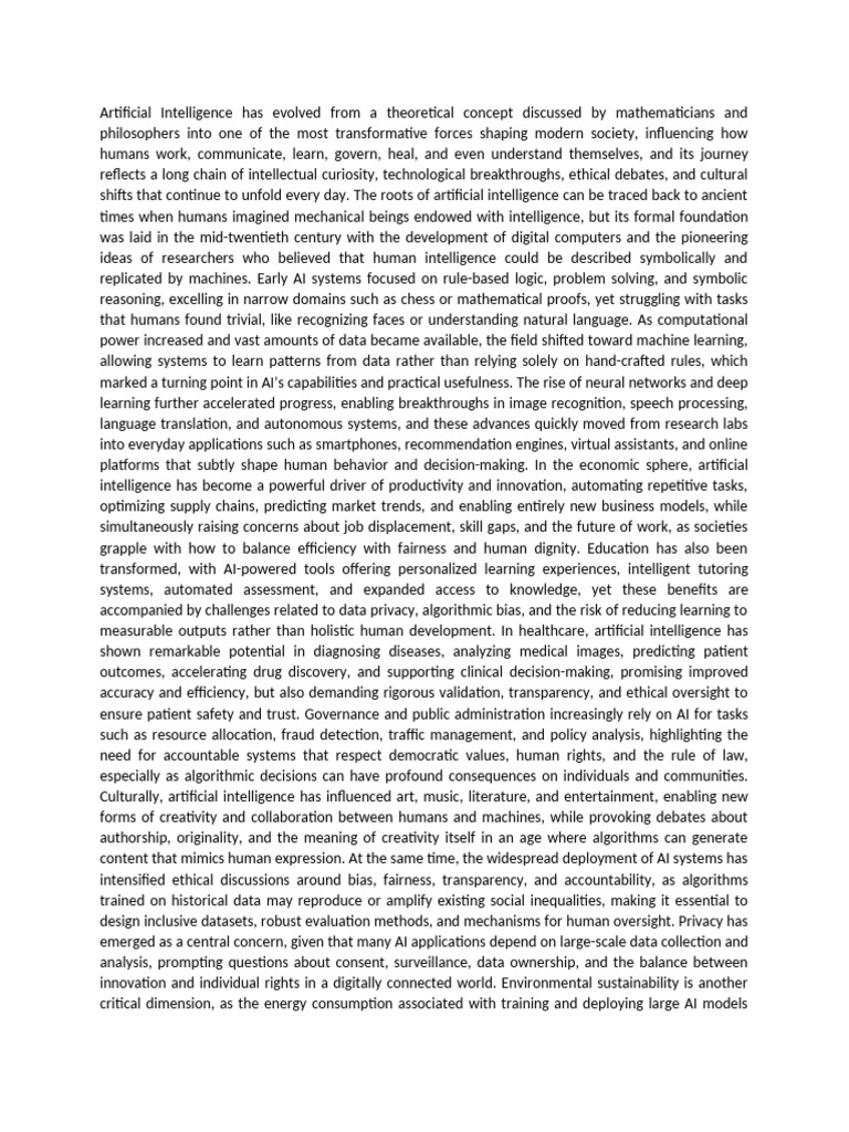 Artificial Intelligence Has Evolved From a Theoretical | PDF ...