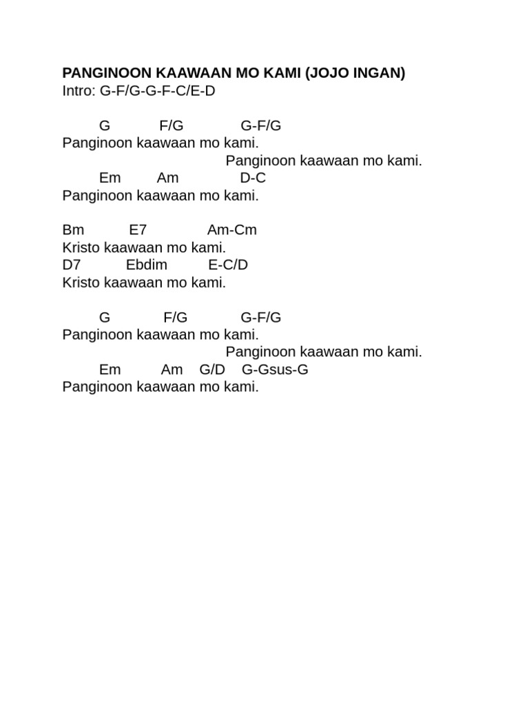 Panginoon Kaawaan Mo Kami Chords | PDF