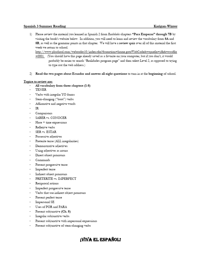 Spanish III | PDF