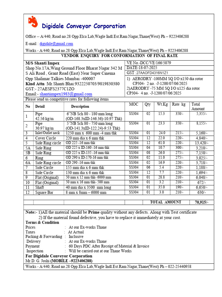5079-DCC-VE-166-SHANTI IMPEX -18-07-2025 | PDF